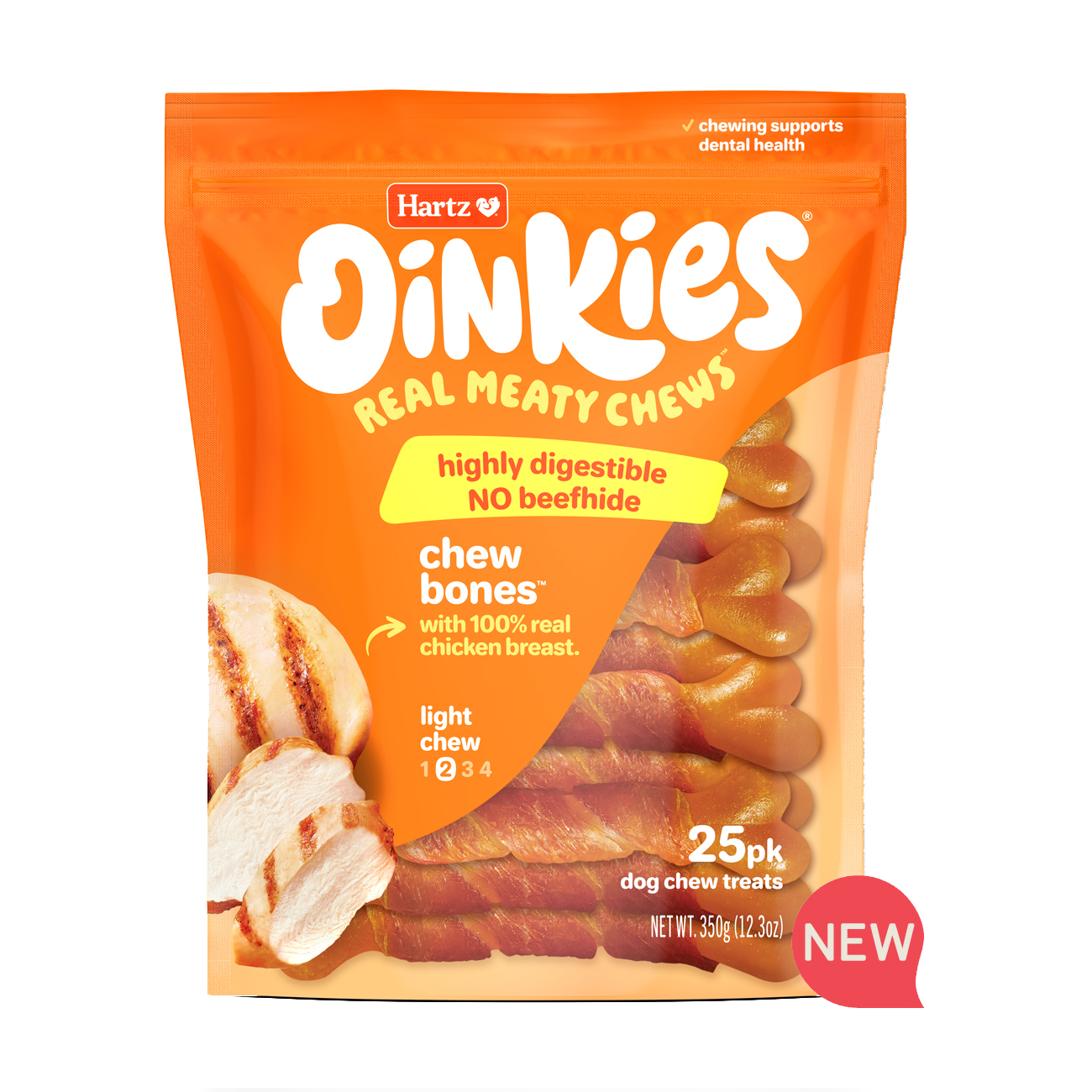 Hartz® Oinkies® Real Meaty Chews™ Chew Bones™ – 25 Pack | Hartz