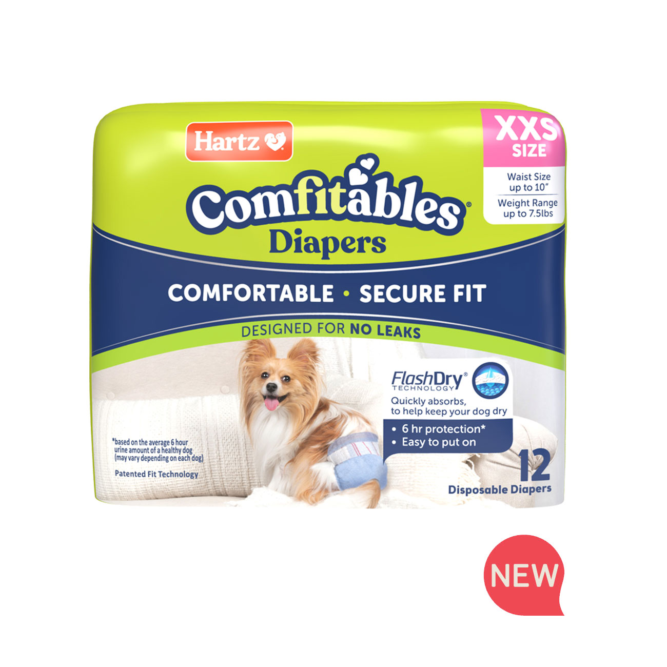 Hartz® Comfitables® Dog Diapers, Size XXS, Up to 7.5 lbs. - 12ct | Hartz