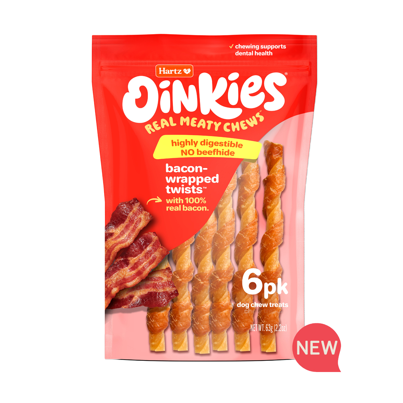 Hartz® Oinkies® Real Meaty Chews™ Bacon-Wrapped Twists™ – 6 pack | Hartz